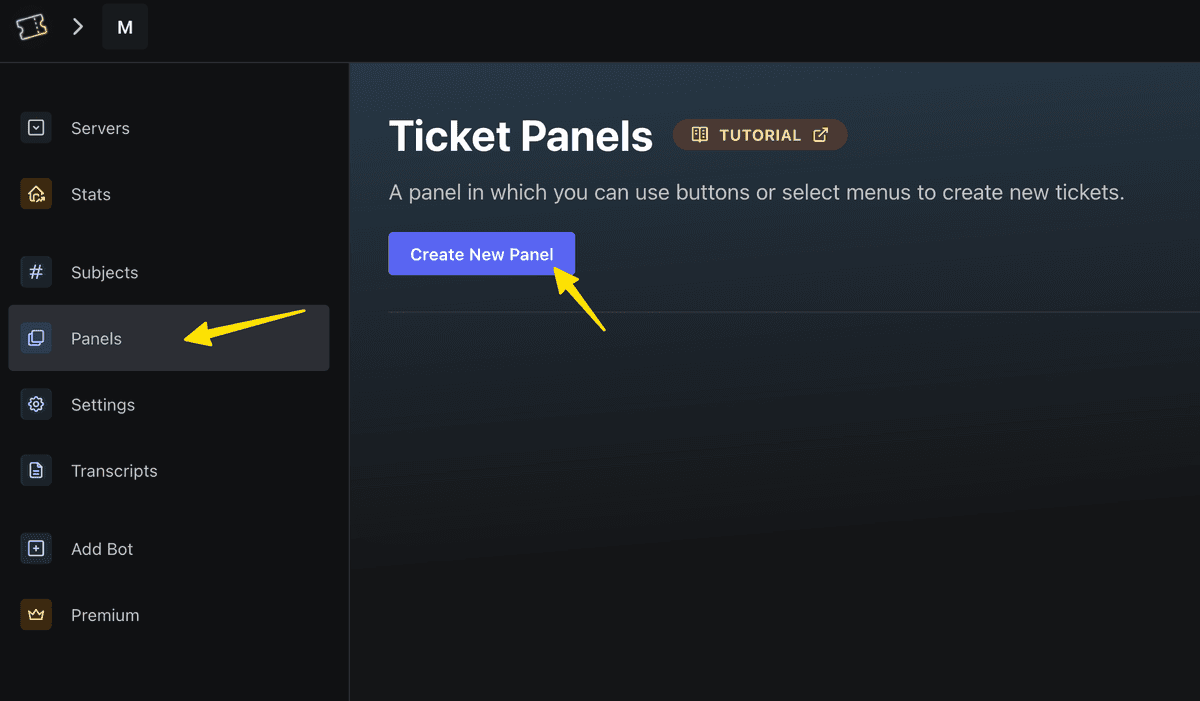 Creating a Ticket Bot Panel
