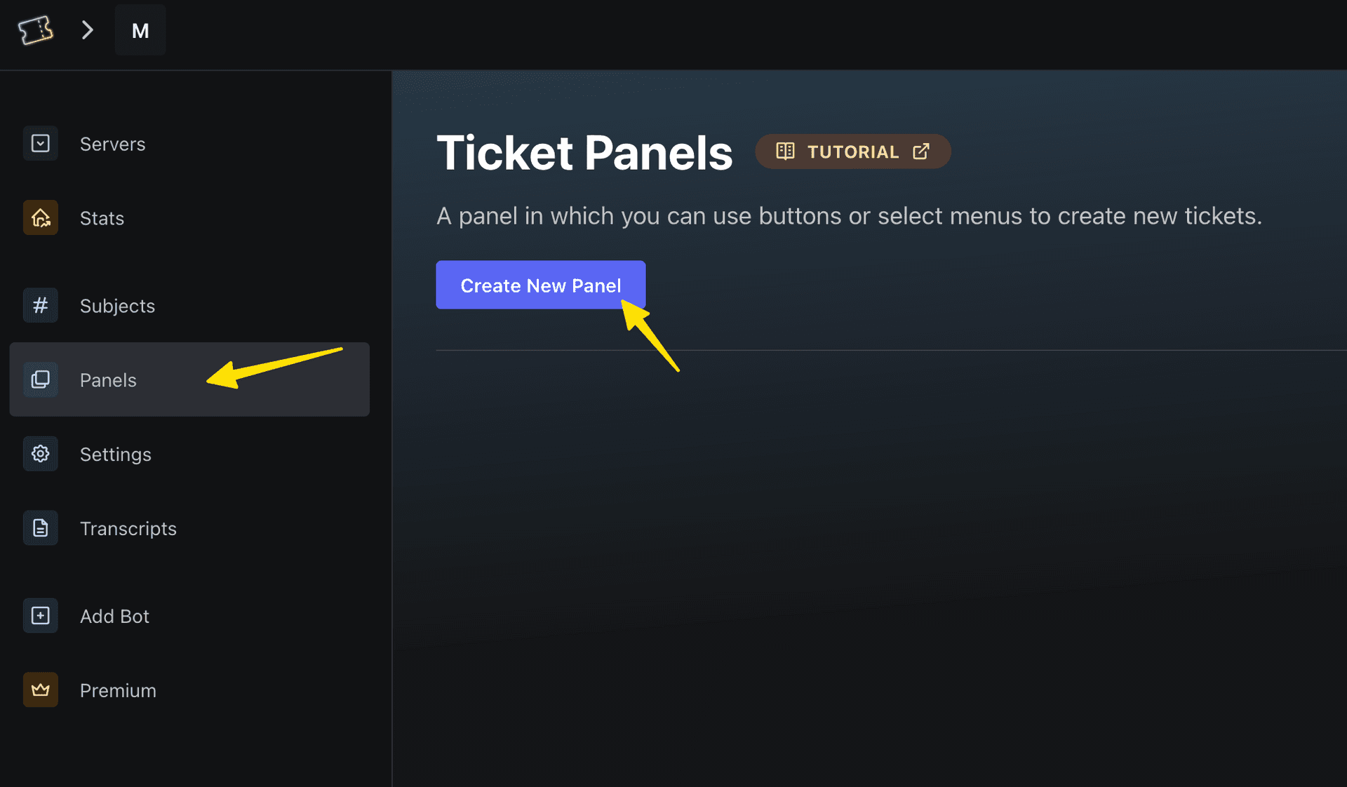 Creating a Ticket Bot Panel